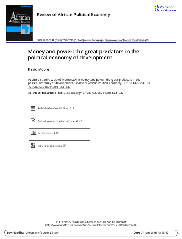 (PDF) Money and Power: Great Predators in the Political Economy of ...