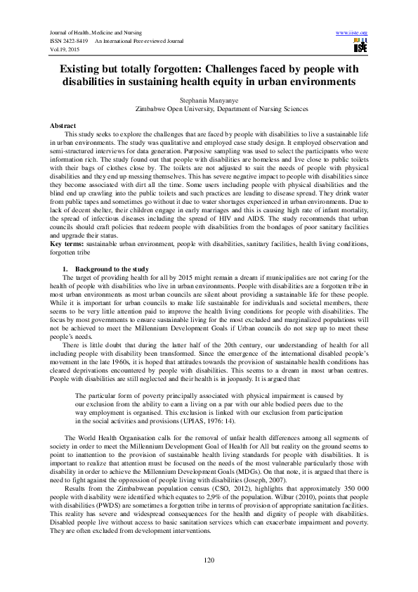 (PDF) Existing but totally forgotten: Challenges faced by people with ...