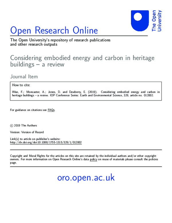 (PDF) Low carbon and low embodied energy materials in buildings: A review