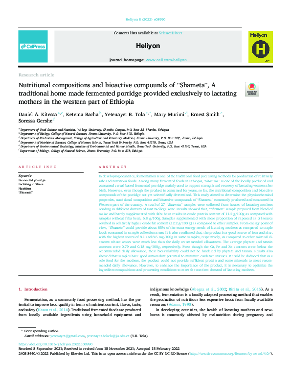 (PDF) Nutritional compositions and bioactive compounds of “Shameta”, A ...
