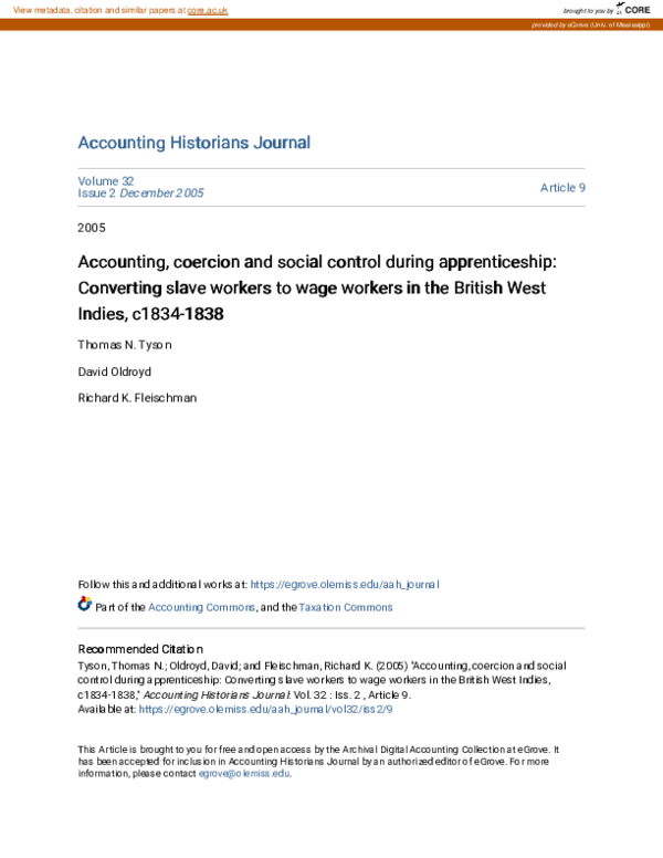 (PDF) Accounting, Coercion and Social Control During Apprenticeship ...