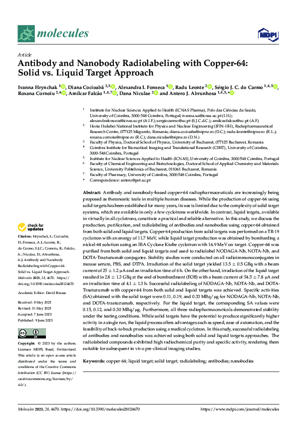 (PDF) Antibody and Nanobody Radiolabeling with Copper-64: Solid vs ...