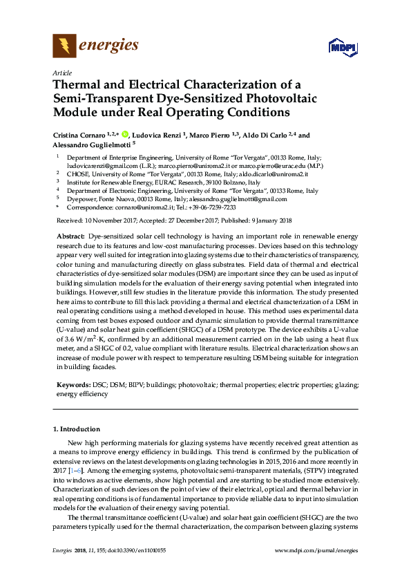 (PDF) Thermal and Electrical Characterization of a Semi-Transparent Dye ...