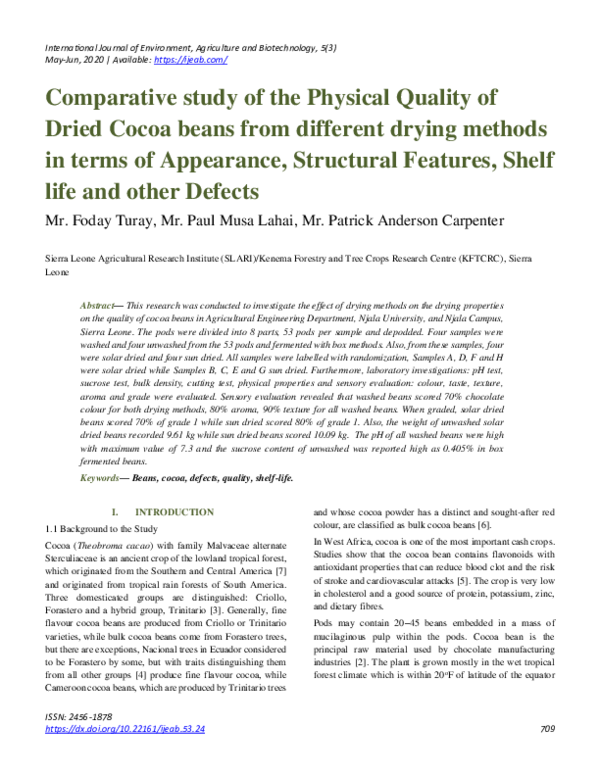 (PDF) Compare the Physical Quality of Dried Cocoa beans from drying ...