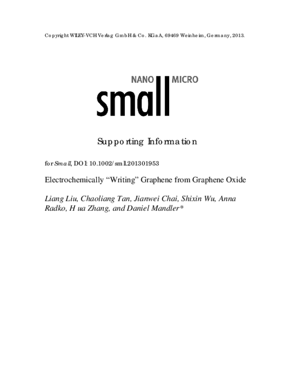 (PDF) Electrochemically “Writing” Graphene from Graphene Oxide