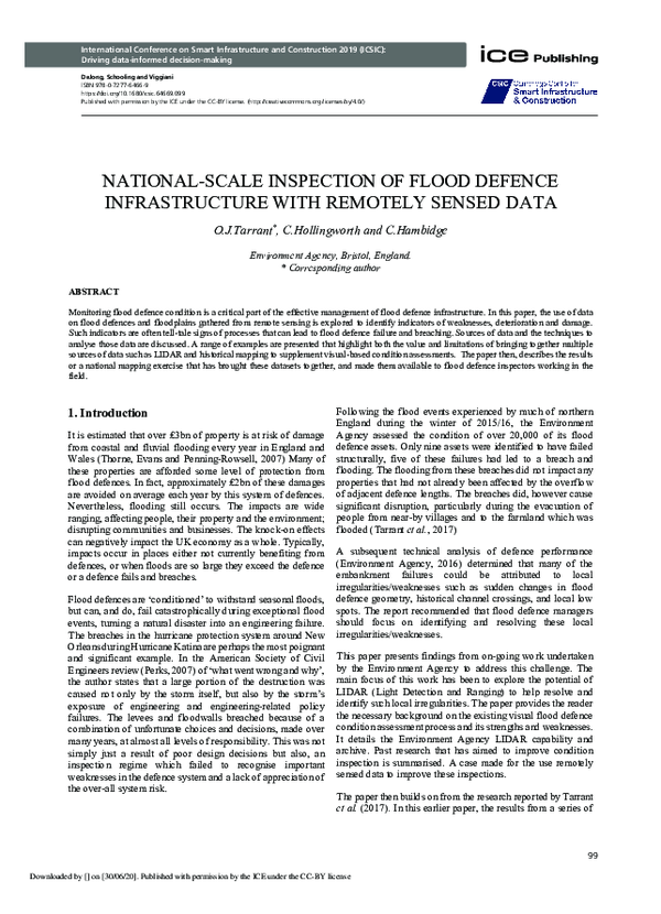 (PDF) National-Scale Inspection of Flood Defence Infrastructure with Remotely Sensed Data