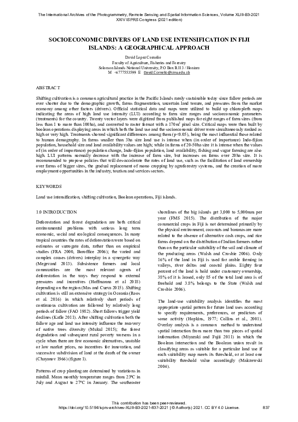 (PDF) Socioeconomic Drivers of Land Use Intensification in Fiji Islands ...