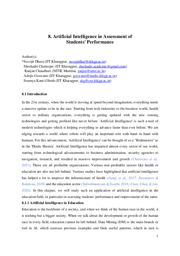 (PDF) Artificial Intelligence in Assessment of Students' Performance