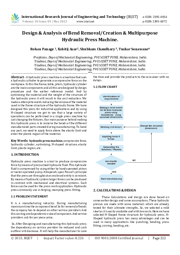 (PDF) Design & Analysis of Bend Removal/Creation & Multipurpose ...
