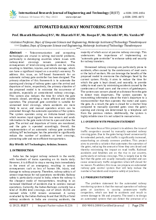 (PDF) AUTOMATED RAILWAY MONITORING SYSTEM