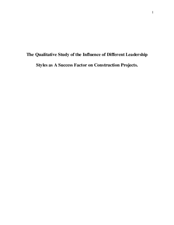 (PDF) Qualitative Research Proposal on Different Leadership Styles ...