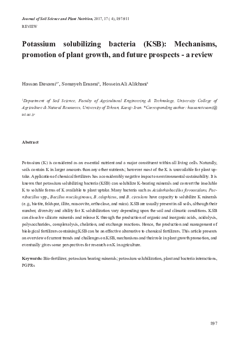 (PDF) Potassium solubilizing bacteria (KSB):: Mechanisms, promotion of ...