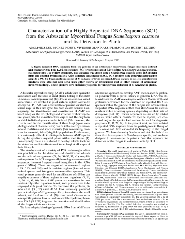 (PDF) Characterization of a highly repeated DNA sequence (SC1) from the ...