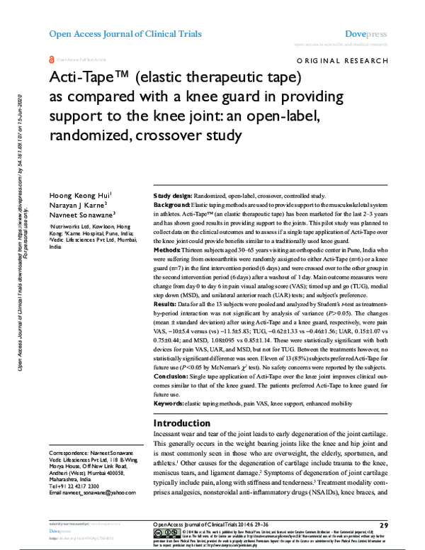 (PDF) Acti-Tape™ (elastic therapeutic tape) as compared with a knee ...