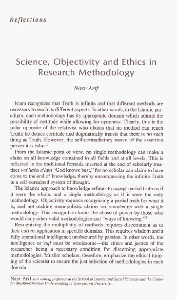 (PDF) Science, Objectivity and Ethics in Research Methodology