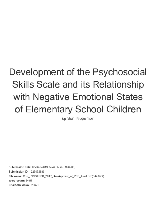 (PDF) Development of the psychosocial skills scale and its relationship ...