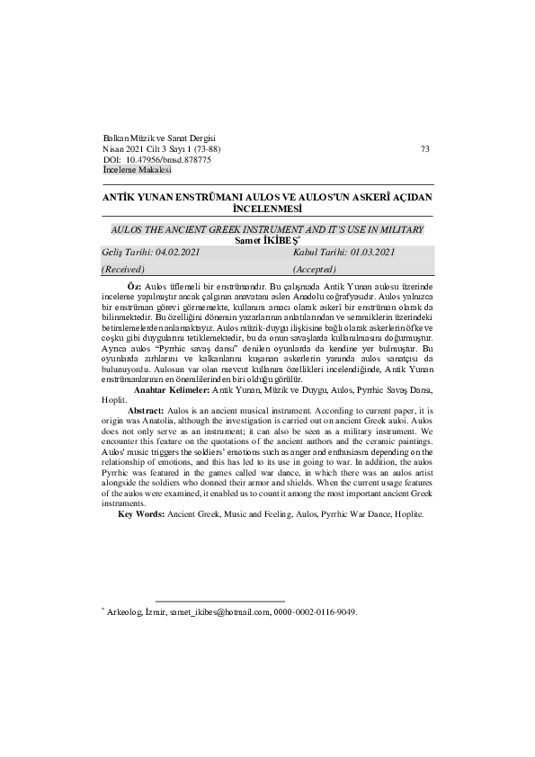 (PDF) AULOS THE ANCIENT GREEK INSTRUMENT AND AULOS’ USE IN MILITARY ...