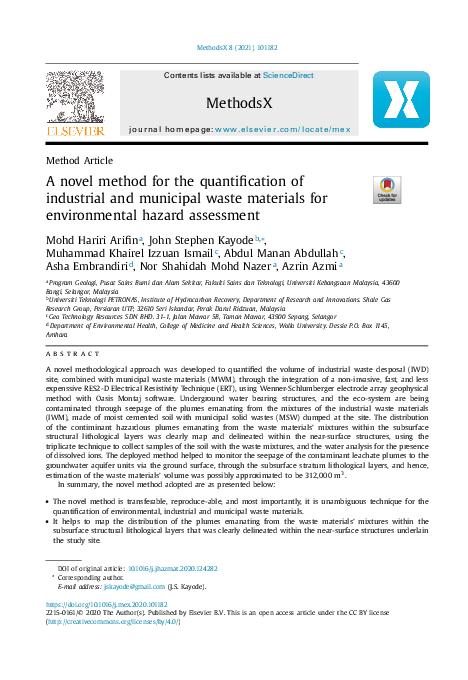 (PDF) A novel method for the quantification of industrial and municipal waste materials for ...