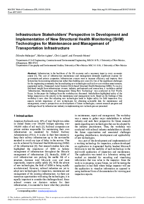 (PDF) Infrastructure Stakeholders’ Perspective in Development and ...