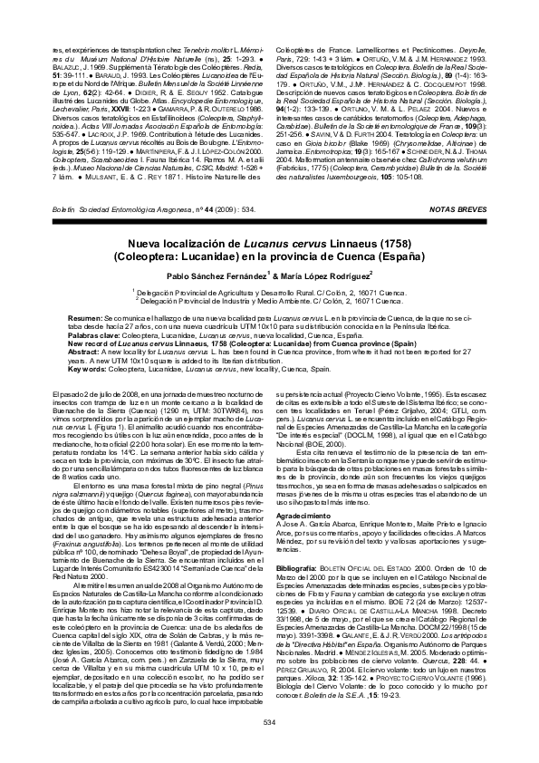 (PDF) Nueva localización de Lucanus cervus Linnaeus (1758) (Coleoptera ...
