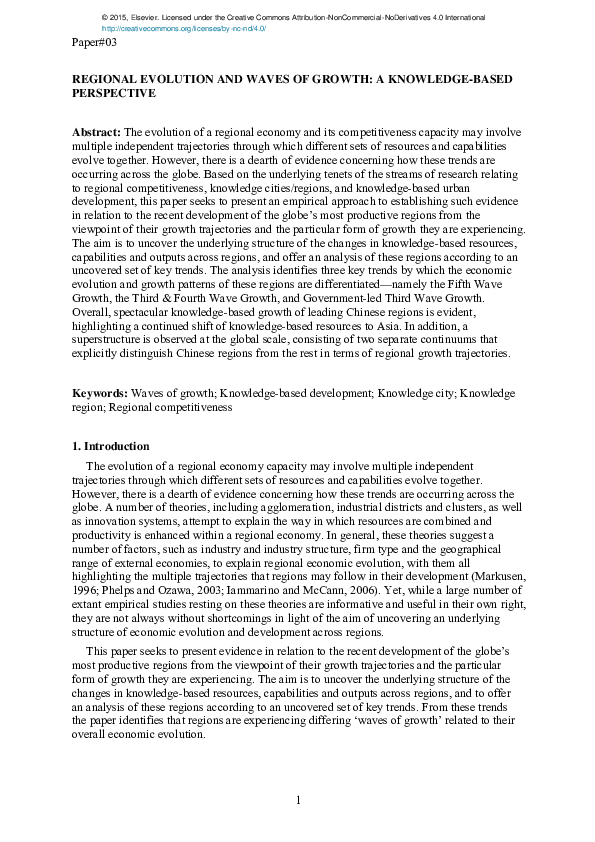 (PDF) Regional evolution and waves of growth: A knowledge-based perspective