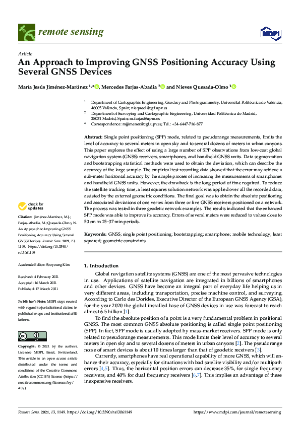 (PDF) An Approach to Improving GNSS Positioning Accuracy Using Several ...