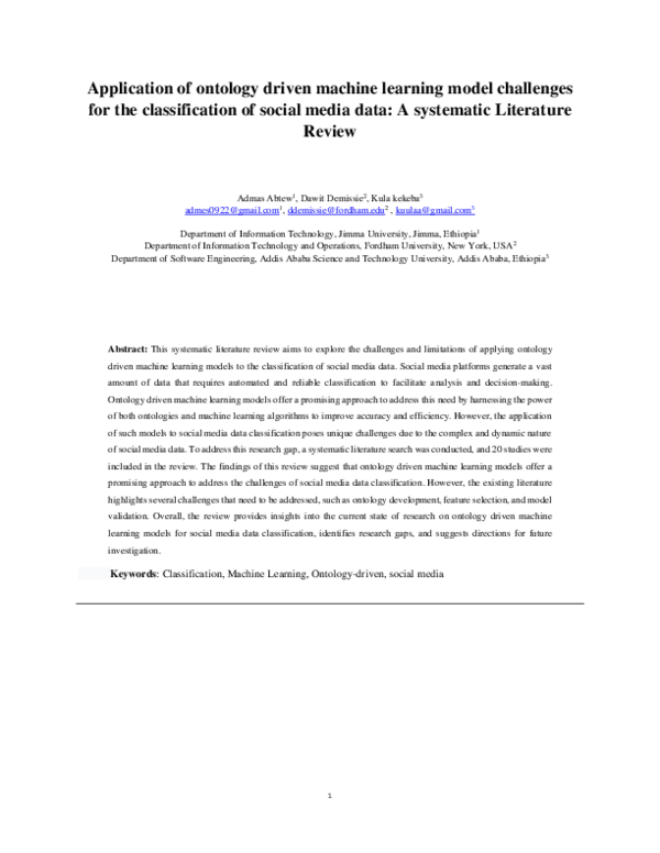 (PDF) Application of ontology driven machine learning model challenges for the classification of ...