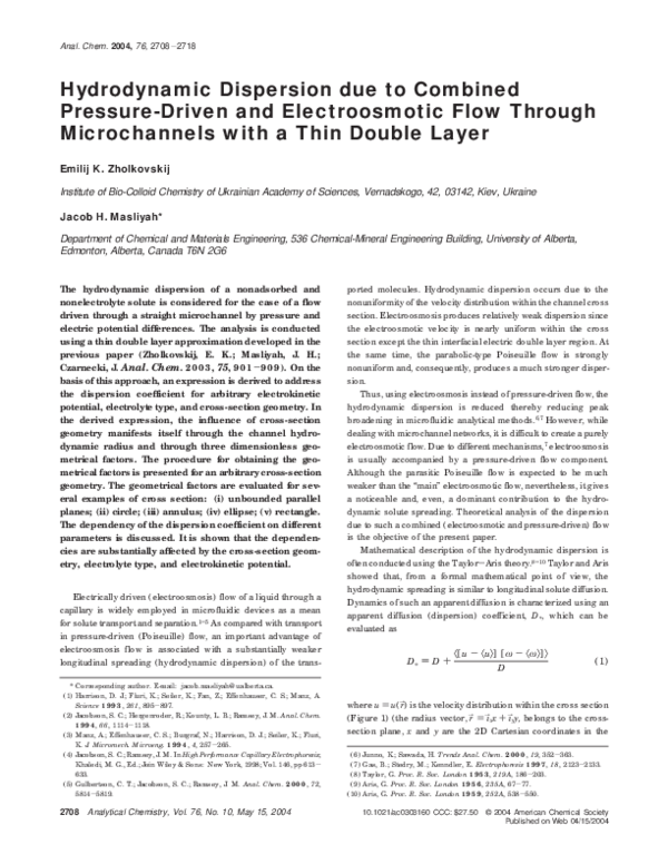 (PDF) Hydrodynamic Dispersion due to Combined Pressure-Driven and ...