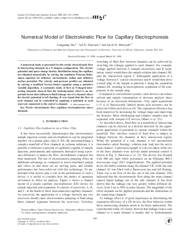 (PDF) Numerical Model of Electrokinetic Flow for Capillary Electrophoresis