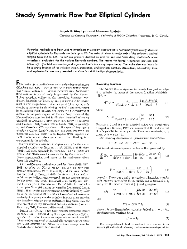 (PDF) Steady Symmetric Flow Past Elliptical Cylinders