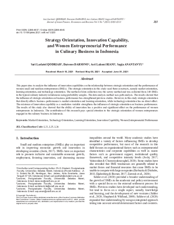 (PDF) Strategy Orientation, Innovation Capability, and Women ...