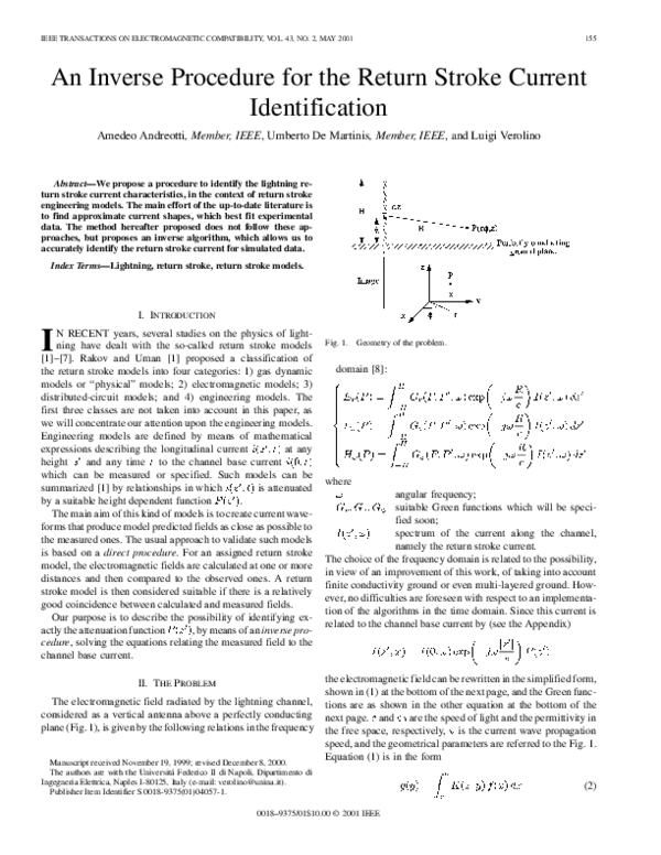 (PDF) An inverse procedure for the return stroke current identification