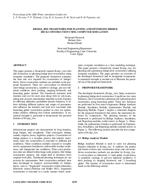 (PDF) Bridge_Sim: Framework for Planning and Optimizing Bridge Deck ...