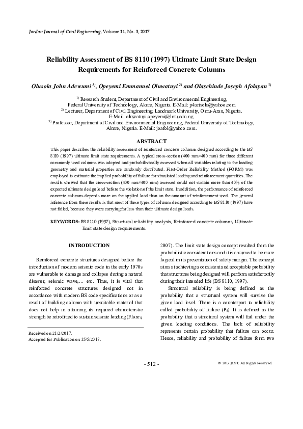(PDF) Reliability assessment of BS 8110 (1997) ultimate limit state ...