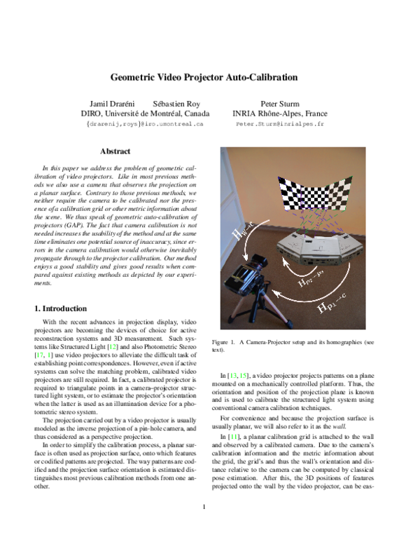 Pdf Geometric Video Projector Auto Calibration