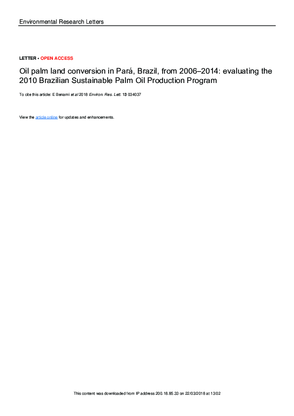 (PDF) Oil palm land conversion in Pará, Brazil, from 2006–2014 ...