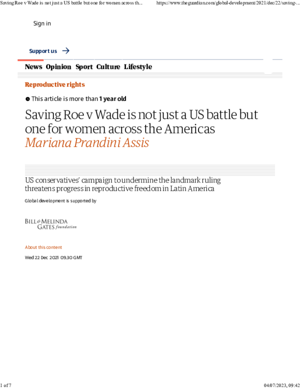 (PDF) Saving Roe v Wade is not just a US battle but one for women ...