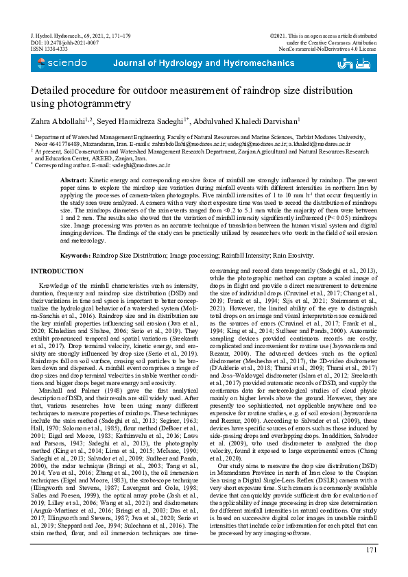 (PDF) Detailed procedure for outdoor measurement of raindrop size ...
