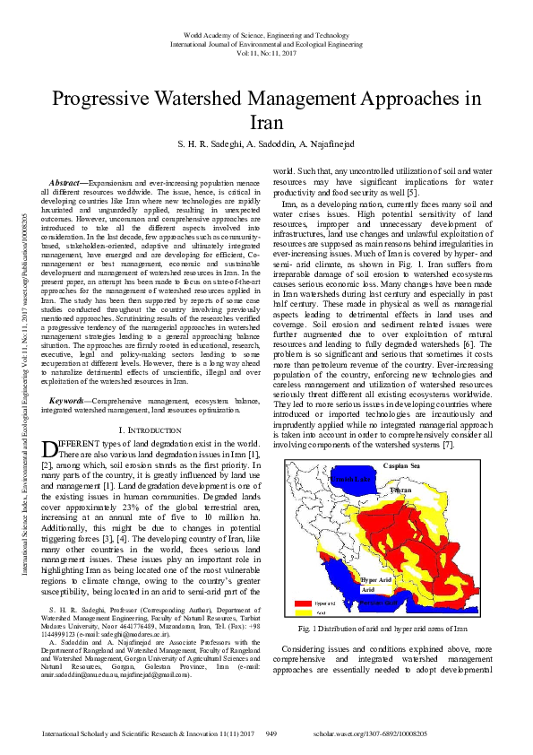 (PDF) Progressive Watershed Management Approaches In Iran