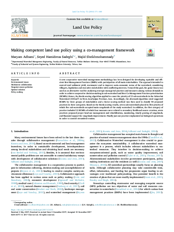 (PDF) Making competent land use policy using a co-management framework