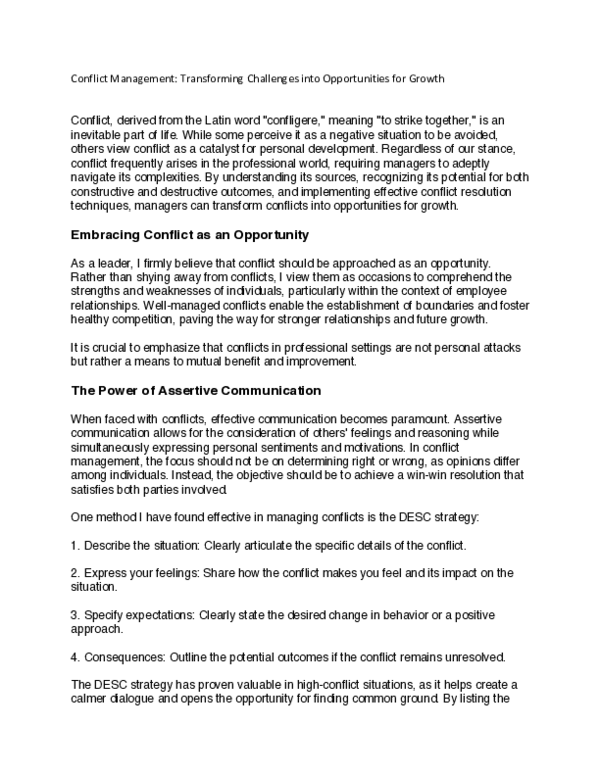 (PDF) Conflict Management: Transforming Challenges into Opportunities ...