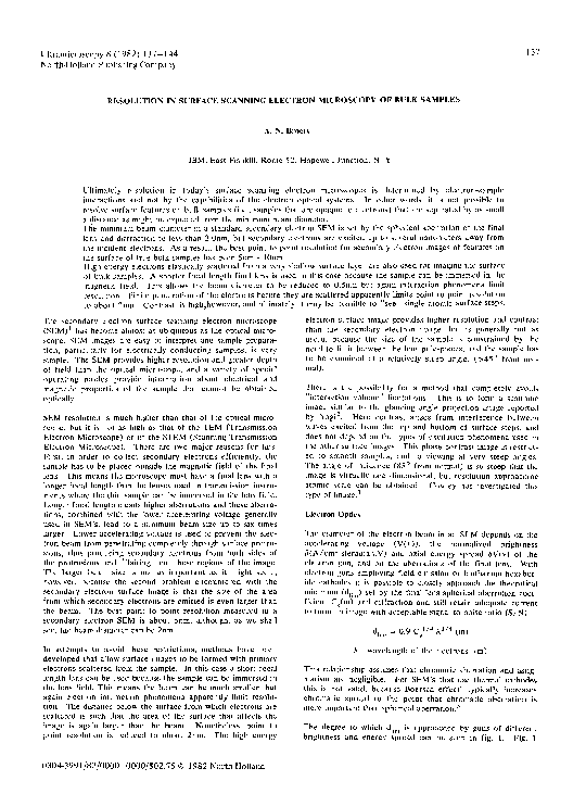 (PDF) Resolution in surface scanning electron microscopy of bulk samples
