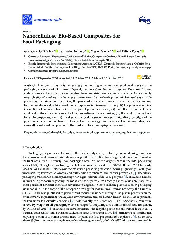 (PDF) Nanocellulose Bio-Based Composites for Food Packaging