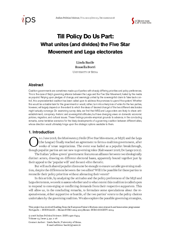 (PDF) Till Policy Do Us Part: What unites (and divides) the Five Star ...