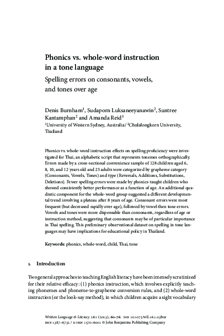 (PDF) Phonics vs. whole-word instruction in a tone language