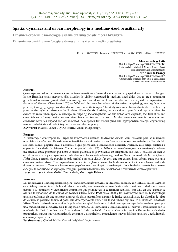 (PDF) Spatial dynamics and urban morphology in a medium-sized brazilian ...