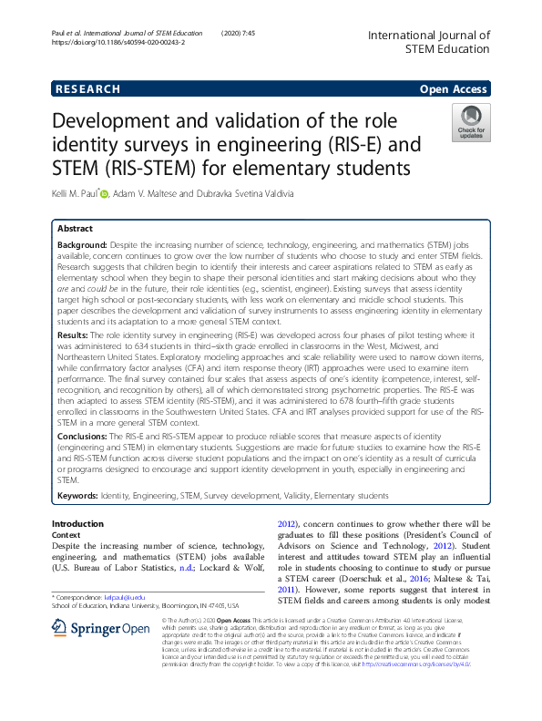 (PDF) Development and validation of the role identity surveys in ...