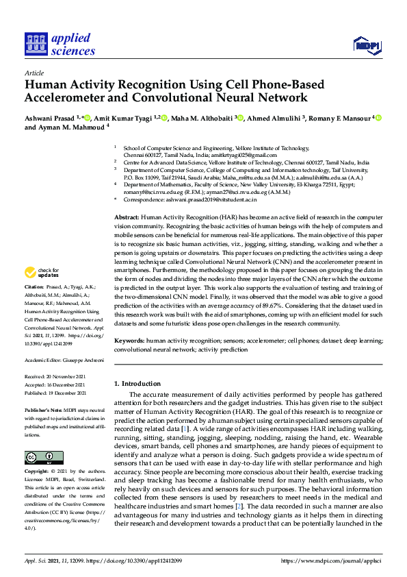 Human Activity Recognition Using Cell Phone Based Accelerometer And Convolutional Neural Network