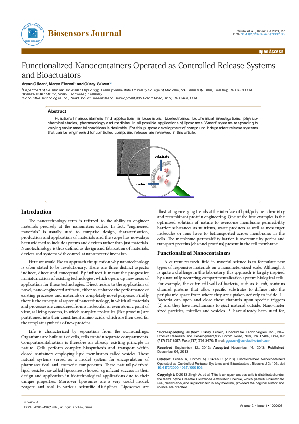 (PDF) Functionalized Nanocontainers Operated as Controlled Release ...