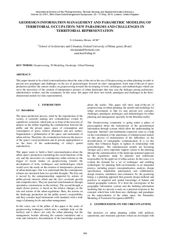 (PDF) Geodesign Information Management and Parametric Modeling of ...